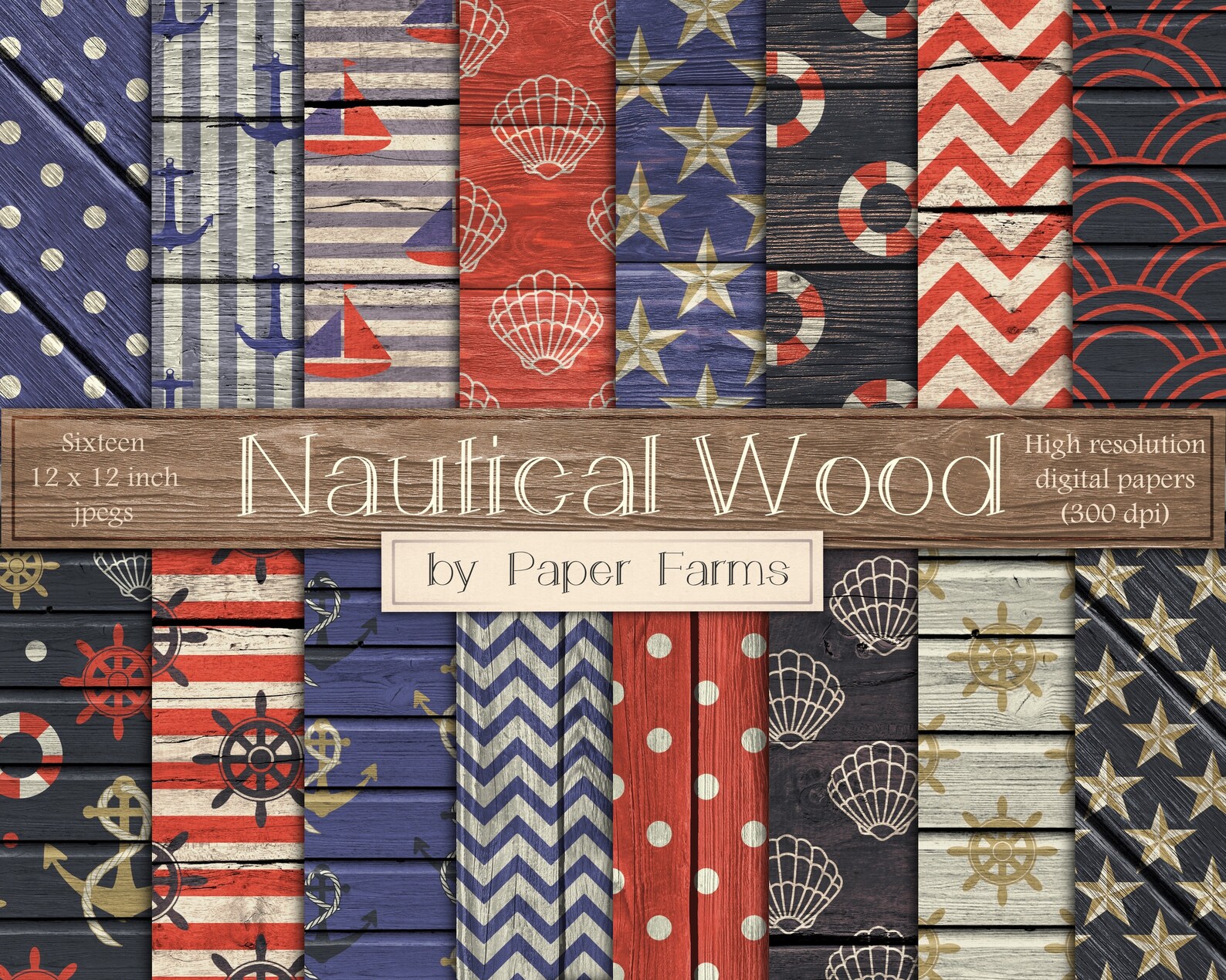 Nautical Digital Paper Rustic Nautical Scrapbook Paper - Etsy