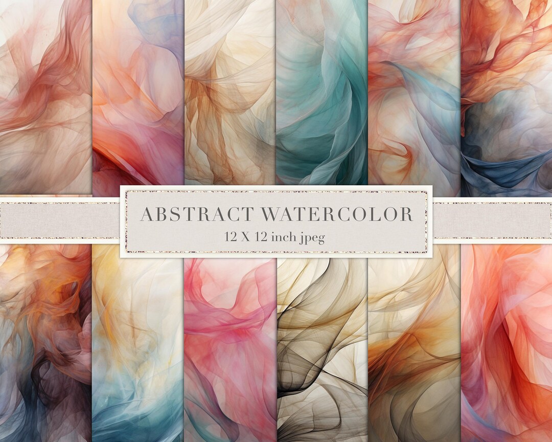 Abstract Watercolor Digital Paper, Flowing, Fabric, Painted, Watercolor ...
