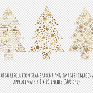 Gold Christmas Tree Clipart, Overlays, Transparent Pngs, Christmas ...