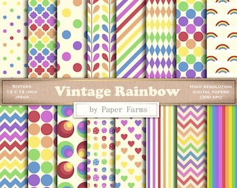 Rainbow Digital Paper Rainbow Scrapbook Paper chevron - Etsy