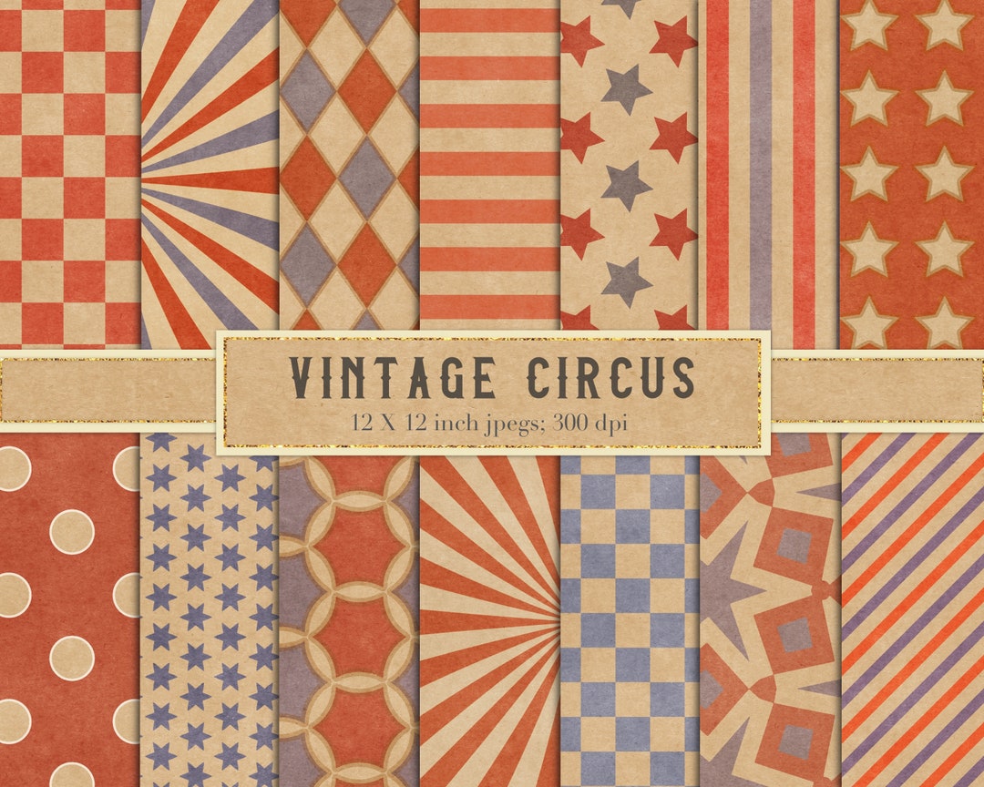 Vintage Circus Digital Paper, Retro Circus, Scrapbook Paper, Vintage ...