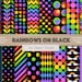 Rainbow Digital Paper, Black and Rainbow, Scrapbook Paper, Rainbow ...
