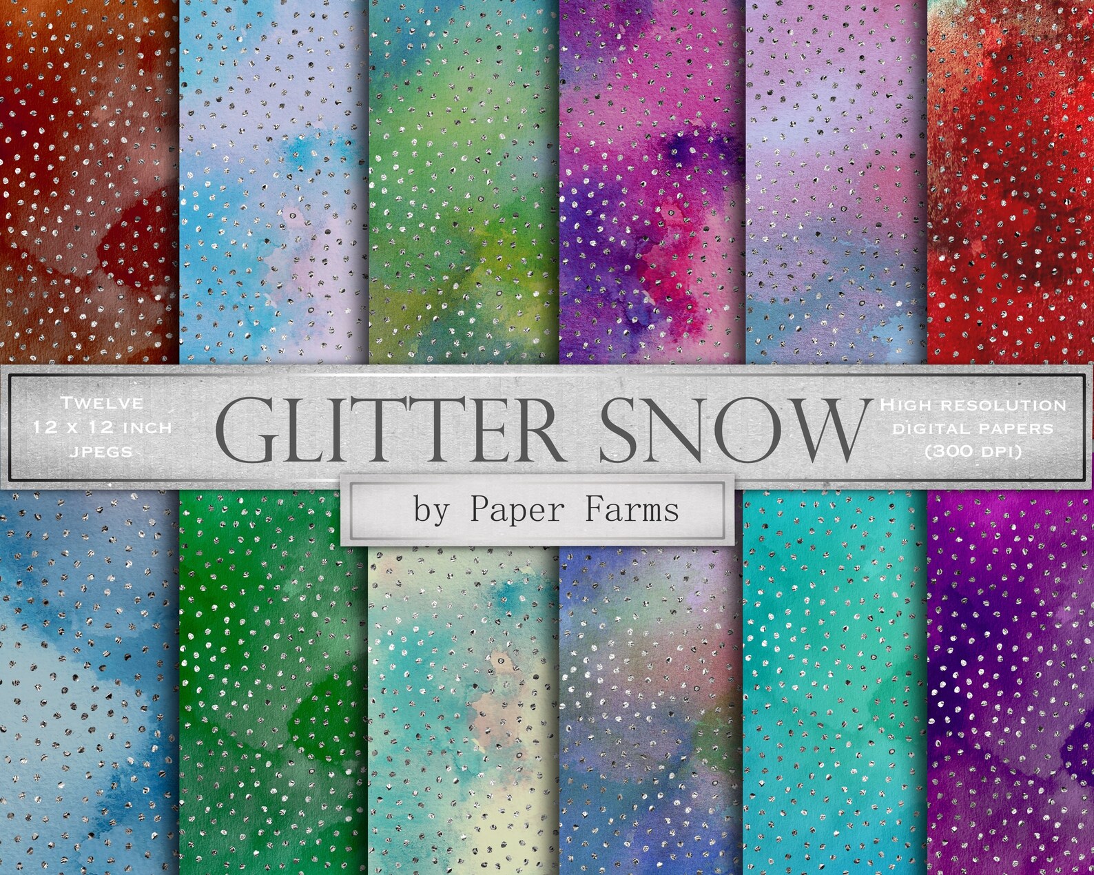Snow Digital Paper Snow Scrapbook Paper Watercolor Winter - Etsy