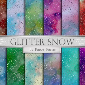 Snow Digital Paper, Snow Scrapbook Paper, Watercolor, Winter, Glitter ...