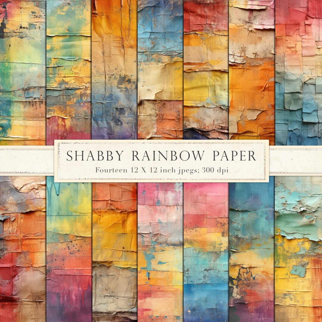 Rainbow Paper Textures, Digital Paper, Shabby Rainbow, Scrapbook Paper ...