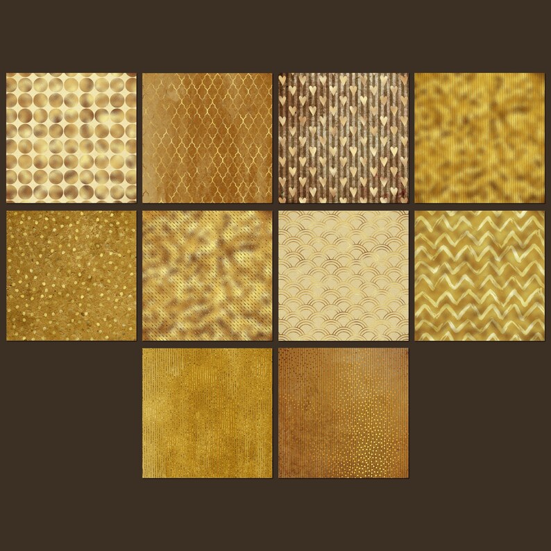 Golden Patterns, Gold Patterns, Gold Digital Paper, Gold Scrapbook ...