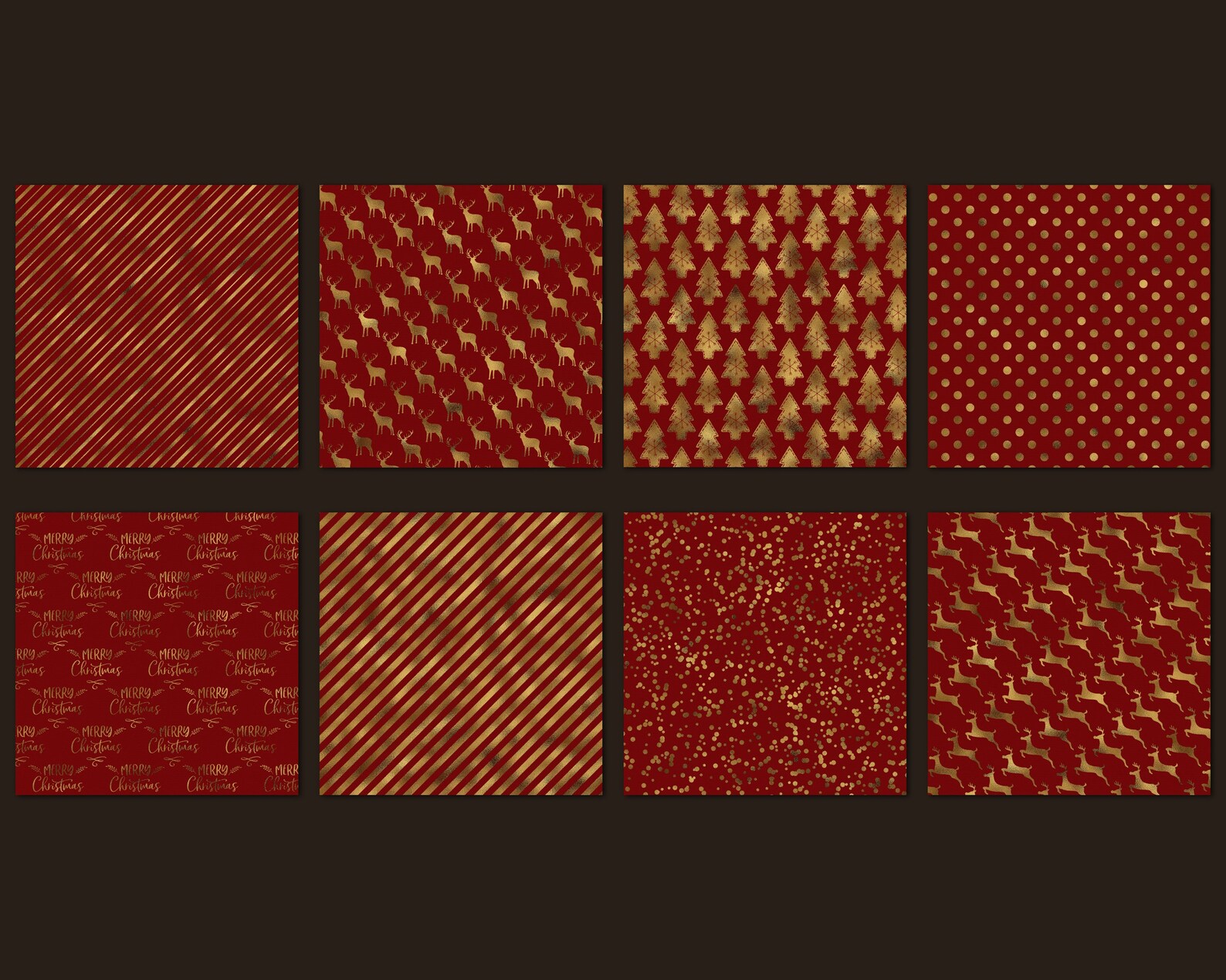 Red Gold, Gold Red, Christmas Digital Paper, Christmas Scrapbook Paper ...