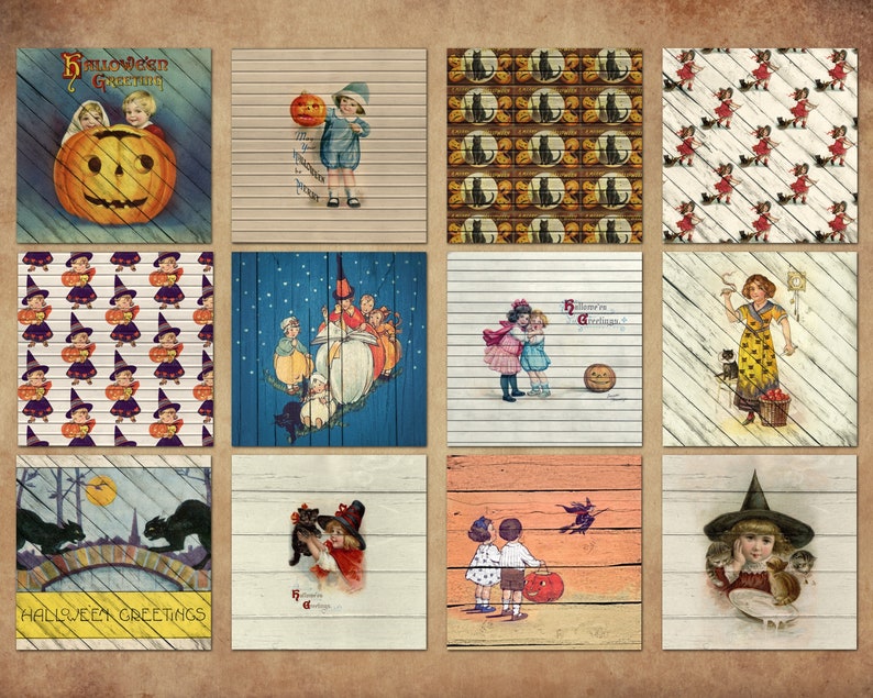 Vintage Halloween digital paper vintage Halloween scrapbook | Etsy