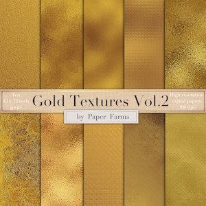 Gold Textures, Gold Foil, Golden, Metal, Metallic, Digital Paper ...
