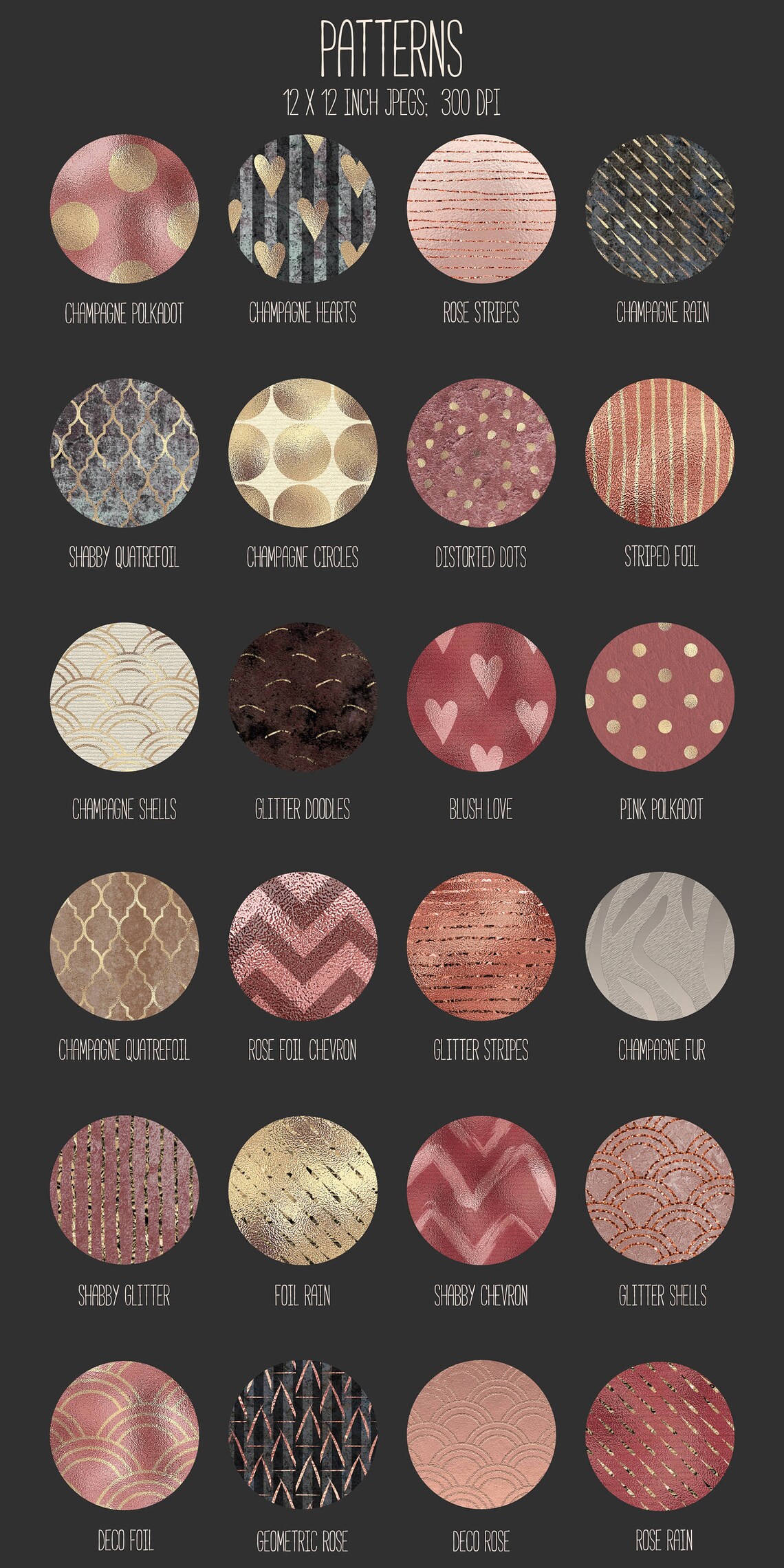 Rose Gold, Champagne, Digital Paper, Textures, Pattern, Scrapbook Paper ...