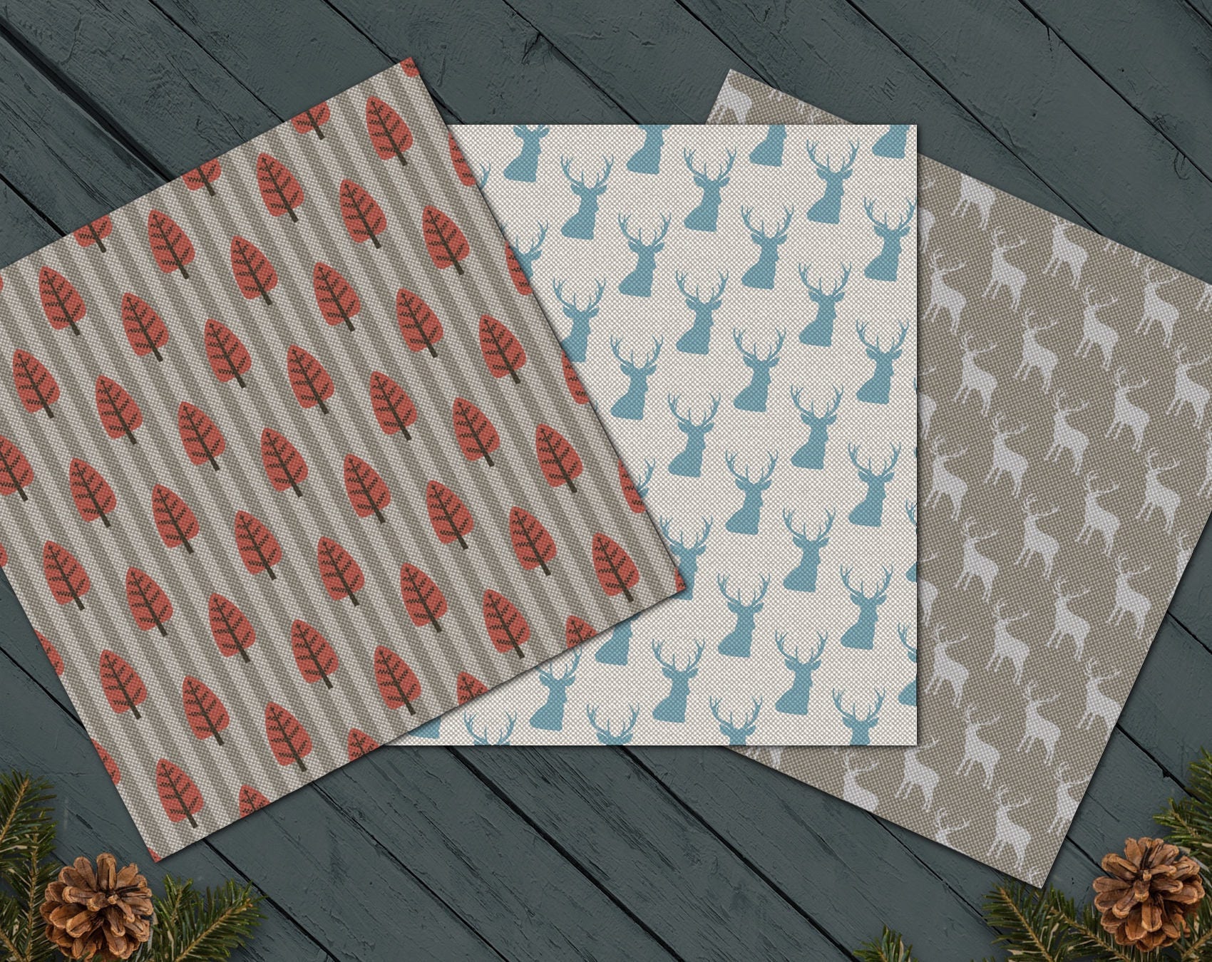 Christmas Burlap Nordic Rustic Christmas Digital Paper - Etsy