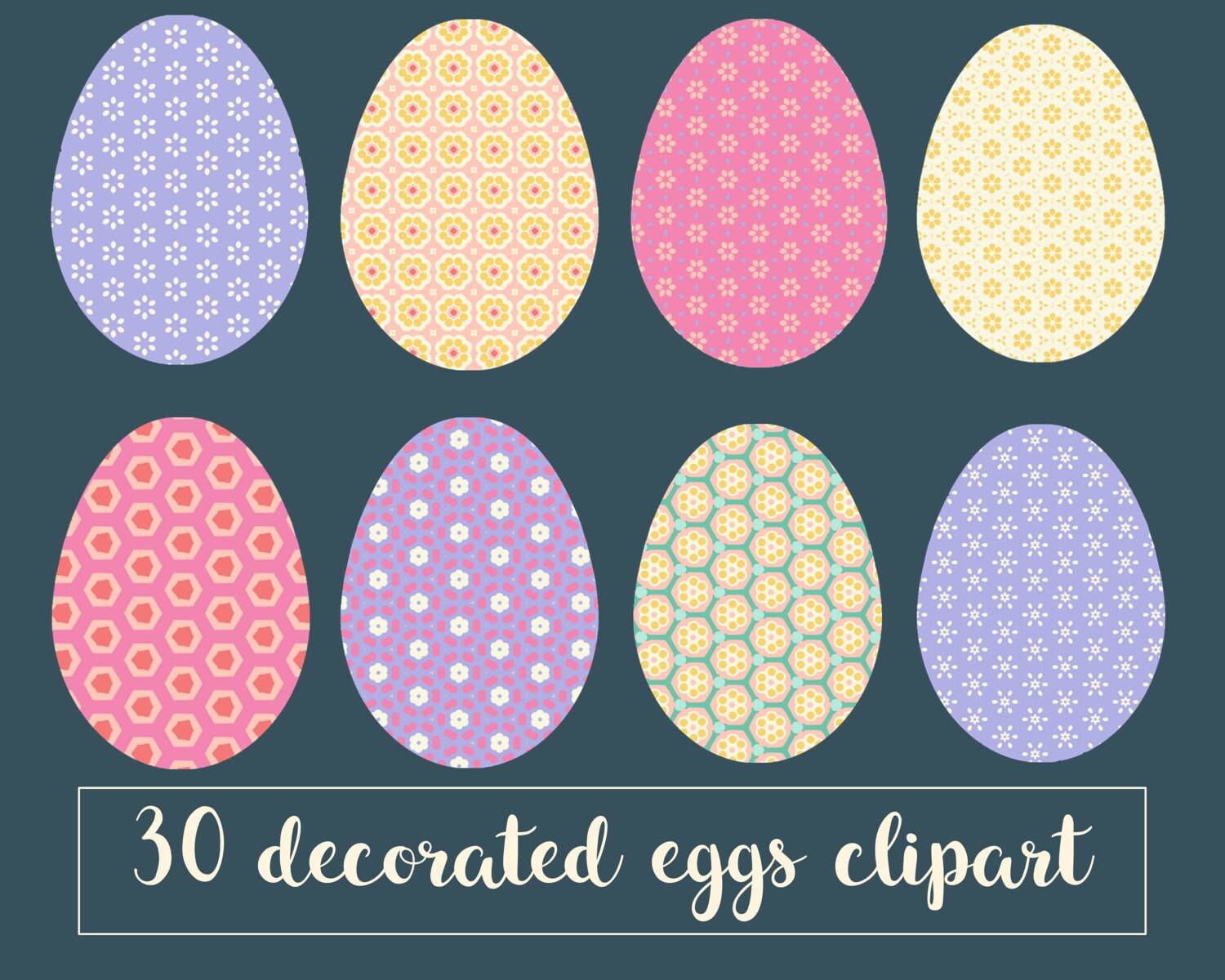 Easter Egg Clipart, Decorated Easter Eggs, Patterned Easter Eggs ...