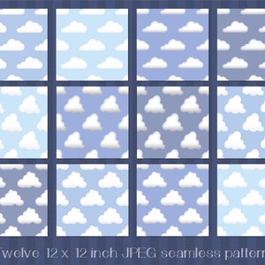 Cloud Digital Paper, Seamless Clouds, Cloud Patterns, Overlays ...