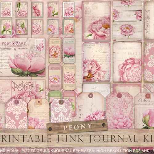 Pink Peony Printable Letter Paper Floral Journal Page Flower - Etsy