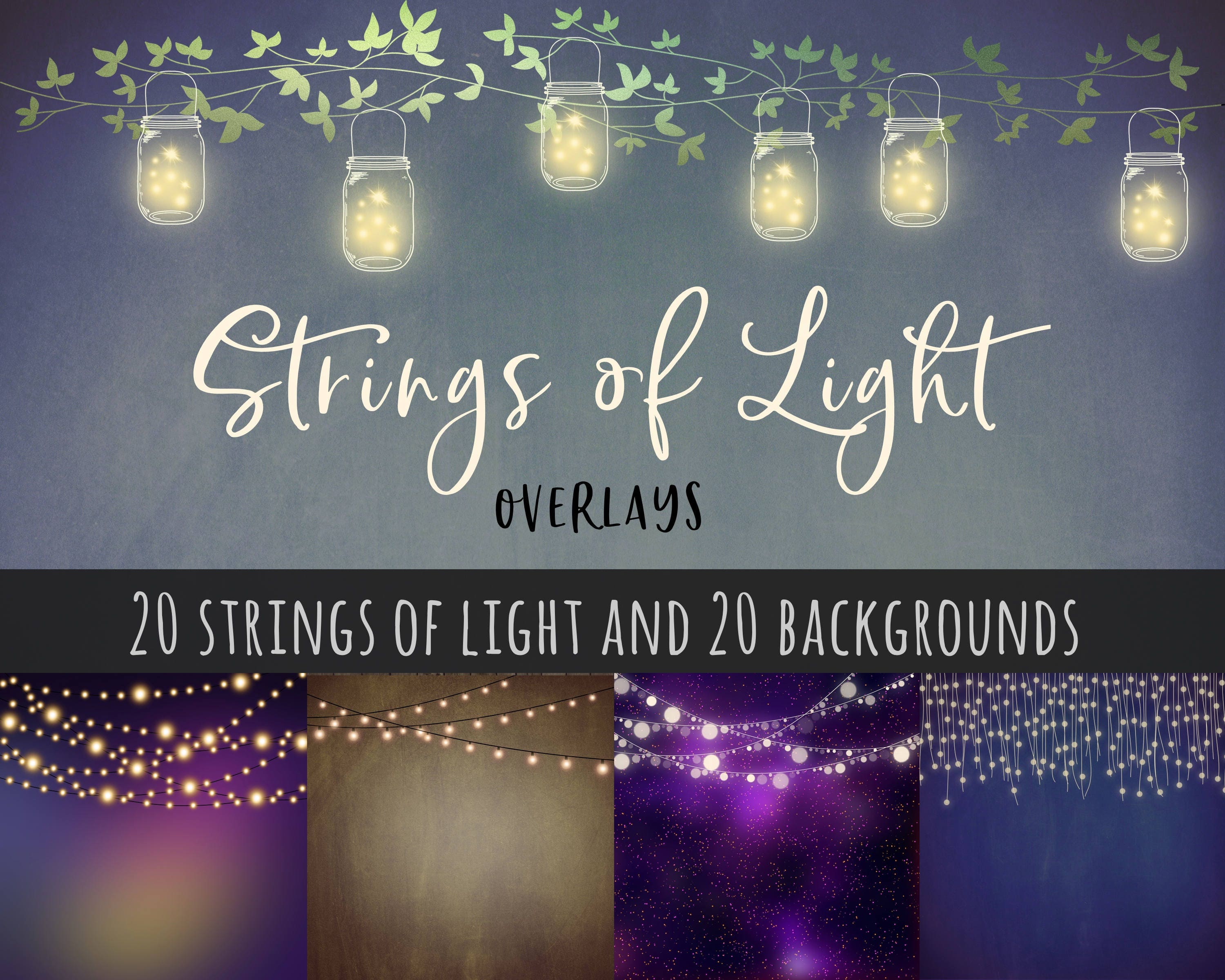 String Lights Overlay, String Lights Clipart, Fairy Lights, Christmas ...