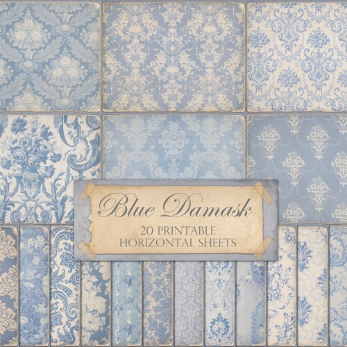 Blue Junk Journal Kit Blue Digital Paper Blue Collage - Etsy