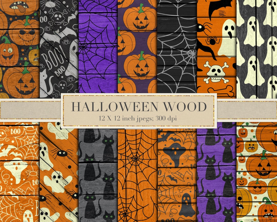 Halloween Wood, Rustic Halloween, Digital Paper, Backgrounds, Patterns ...