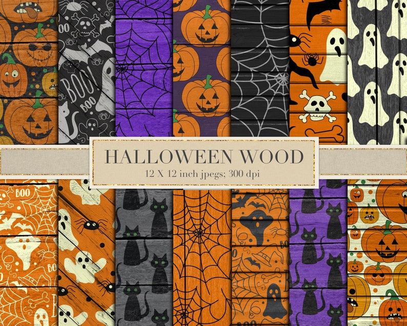 Halloween Wood Rustic Halloween Digital Paper Backgrounds - Etsy