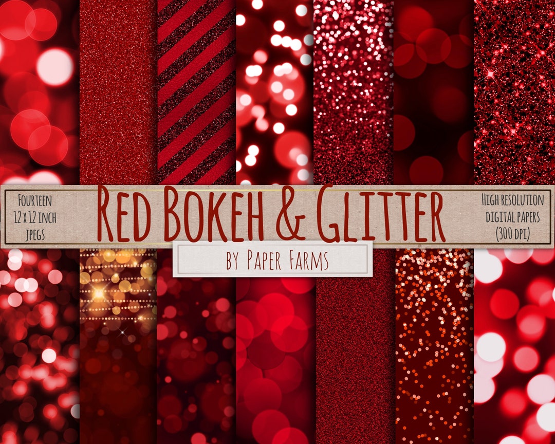 Red Bokeh Digital Paper, Red Bokeh Scrapbook Paper, Red Glitter Digital ...