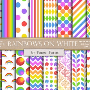 Rainbow Digital Paper, Rainbow Geometric, Digital Paper, Scrapbook ...