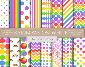 Rainbow Digital Paper Rainbow Scrapbook Paper chevron - Etsy