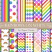 Rainbow Digital Paper, Rainbow Geometric, Digital Paper, Scrapbook ...