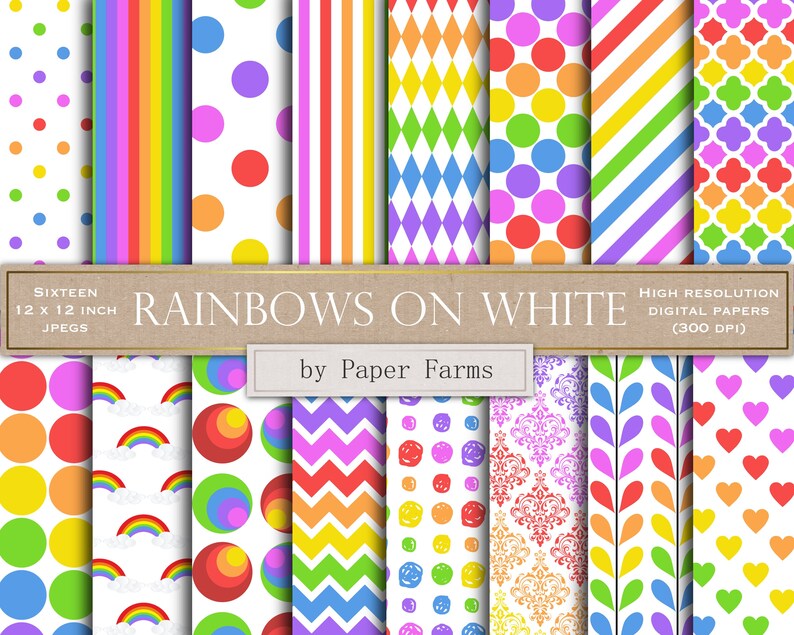 Rainbow Digital Paper Rainbow Geometric Digital Paper - Etsy