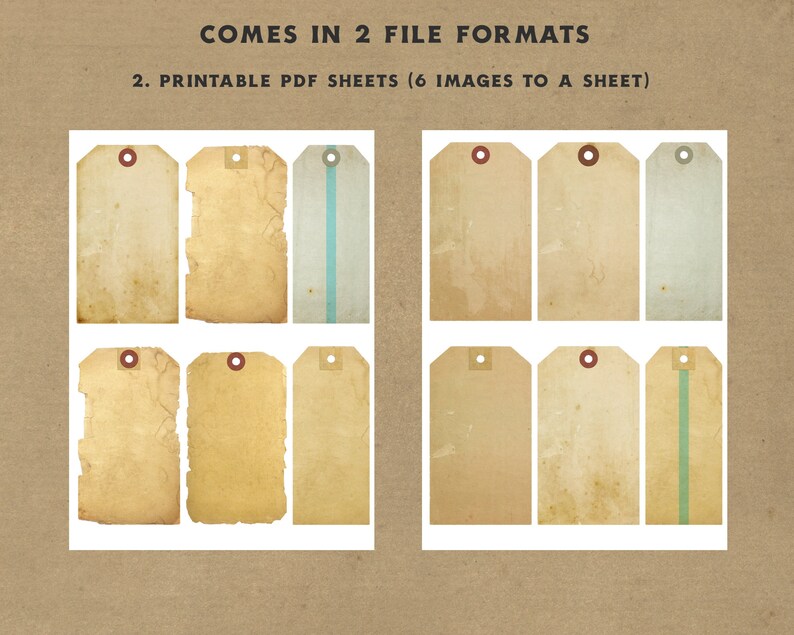 Printable Vintage Tags Blank Plain Junk Journaling Shabby | Etsy