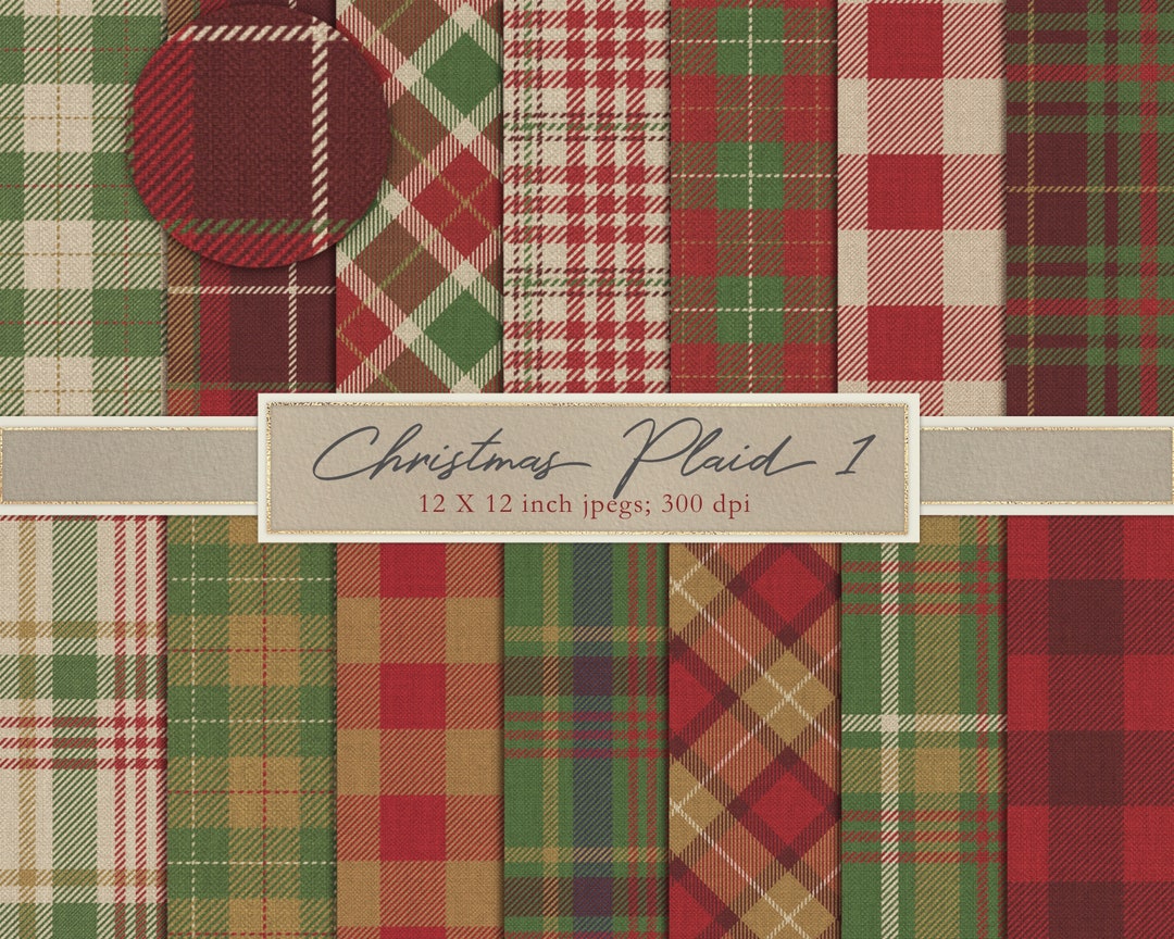 Christmas Plaid, Christmas Tartan, Digital Paper, Realistic, Real ...