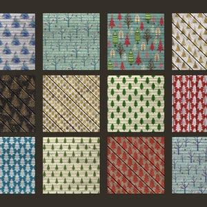 Christmas Tree Digital Paper, Christmas Tree Scrapbook Paper, Rustic ...