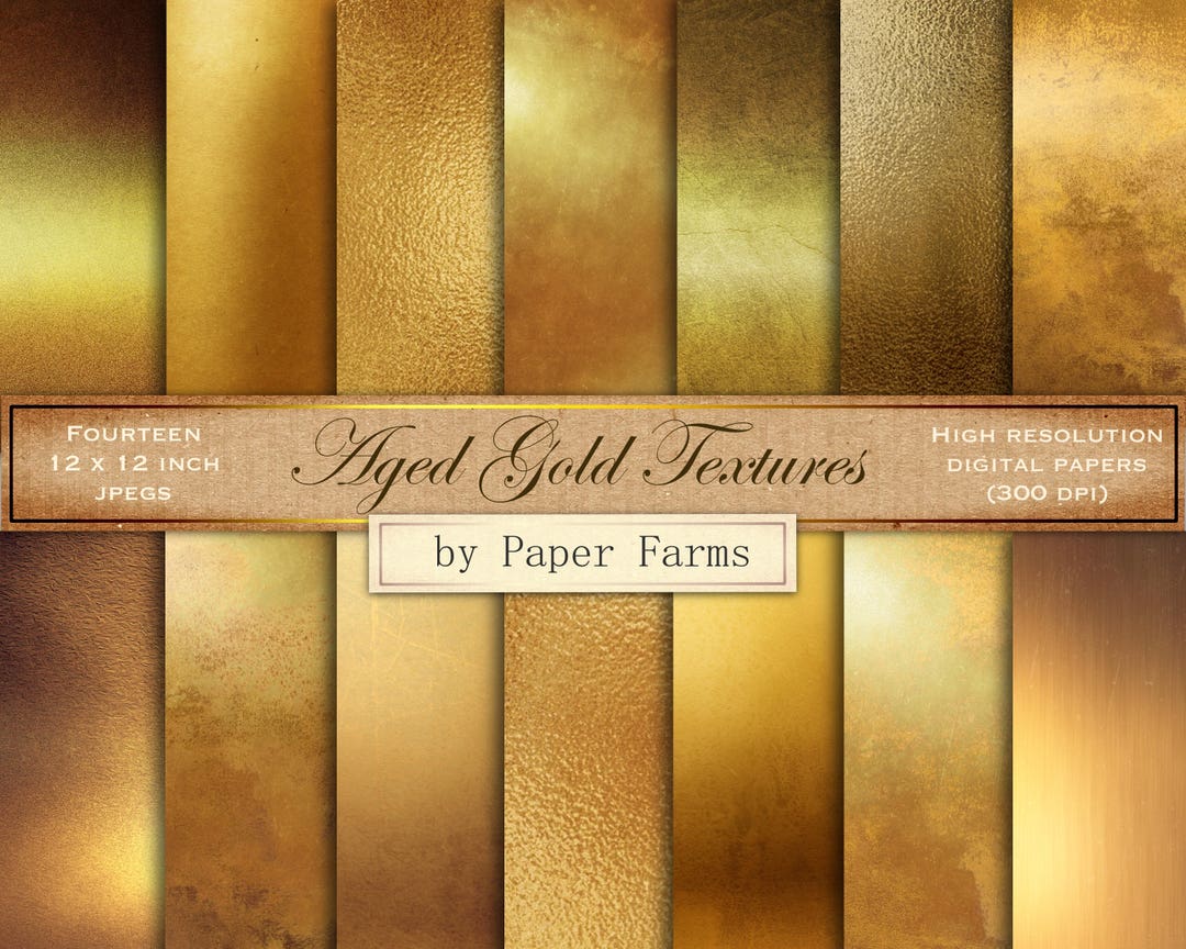 Vintage Gold, Distressed Gold, Aged Gold, Digital Paper, Scrapbook ...