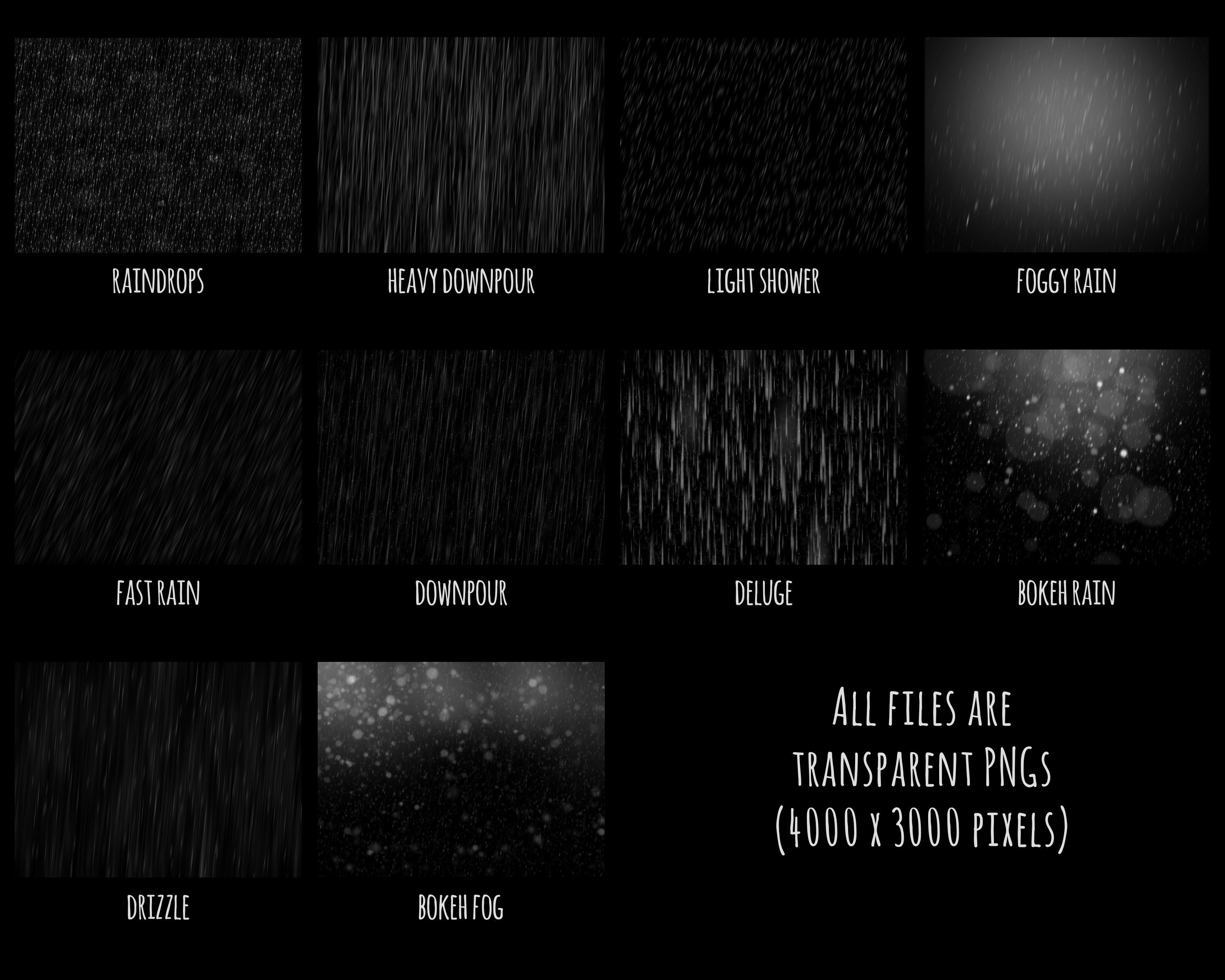 Rain overlays realistic rain PNGs rainfall photoshop | Etsy