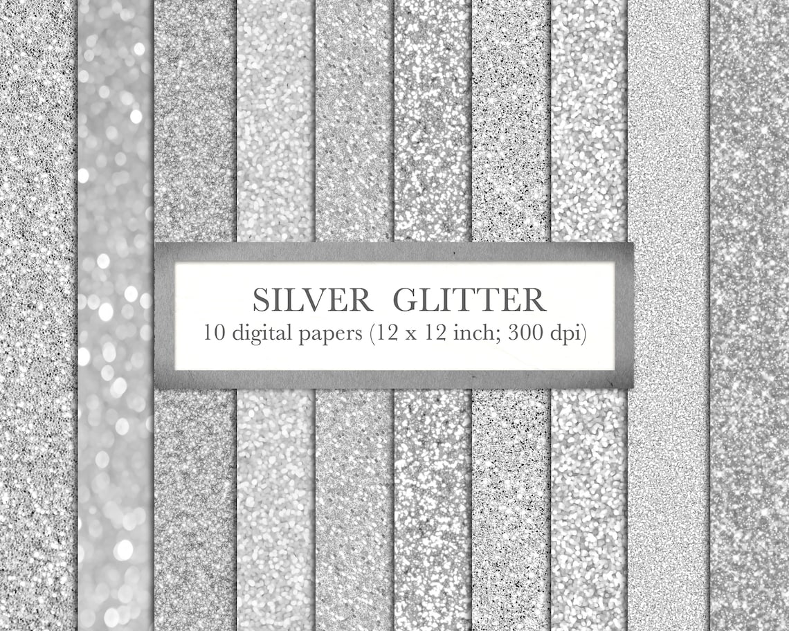 Silver Glitter Digital Paper Scrapbook Paper Textures - Etsy