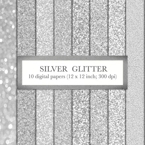 Silver Glitter Digital Paper Scrapbook Paper Textures - Etsy