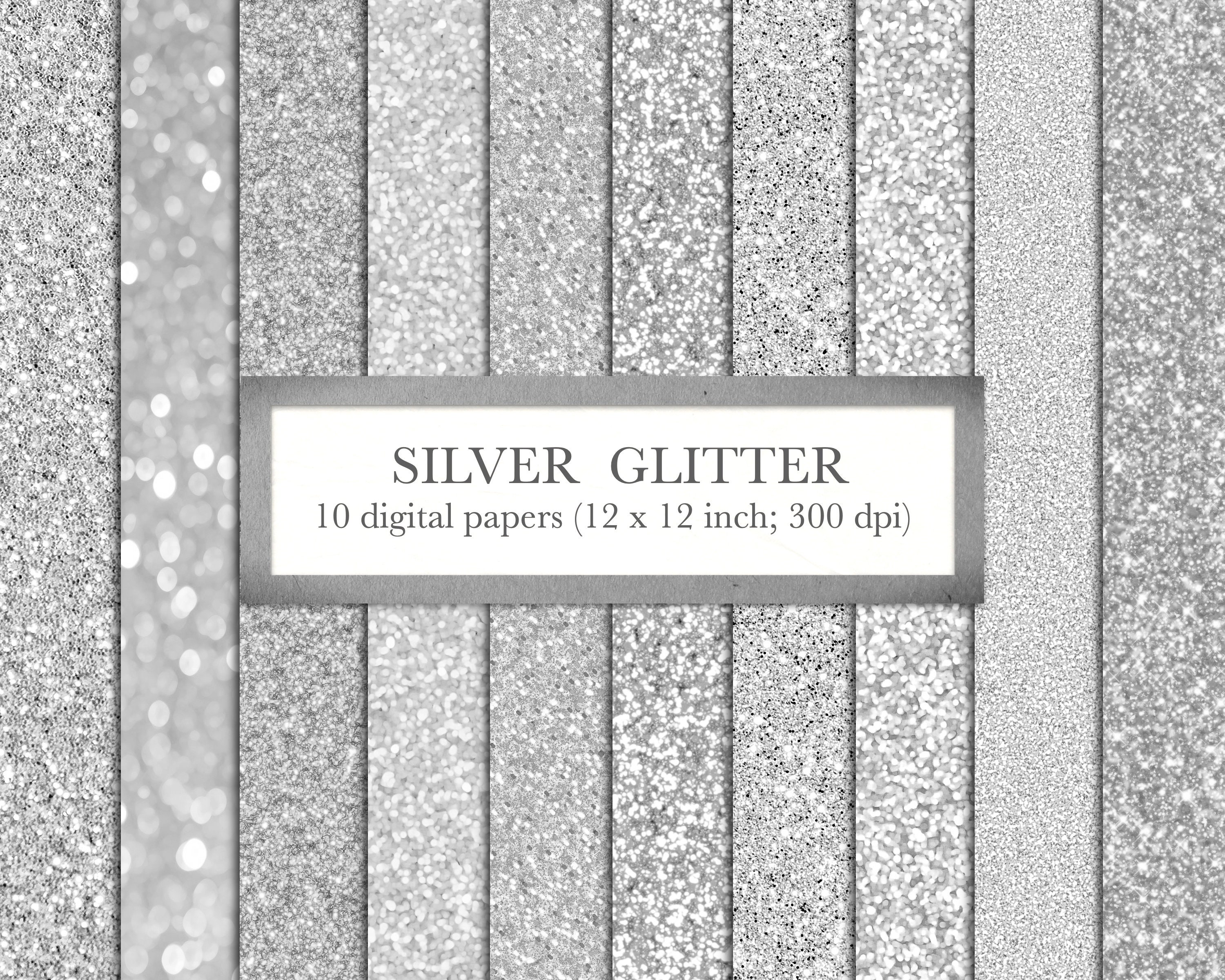 Silver Glitter Digital Paper Scrapbook Paper Textures - Etsy