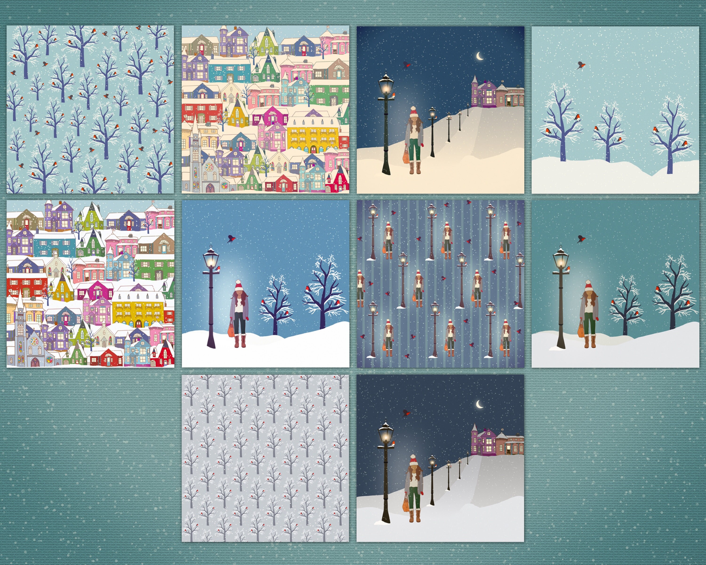 Winter Digital Paper Christmas Digital Paper Snow Digital - Etsy