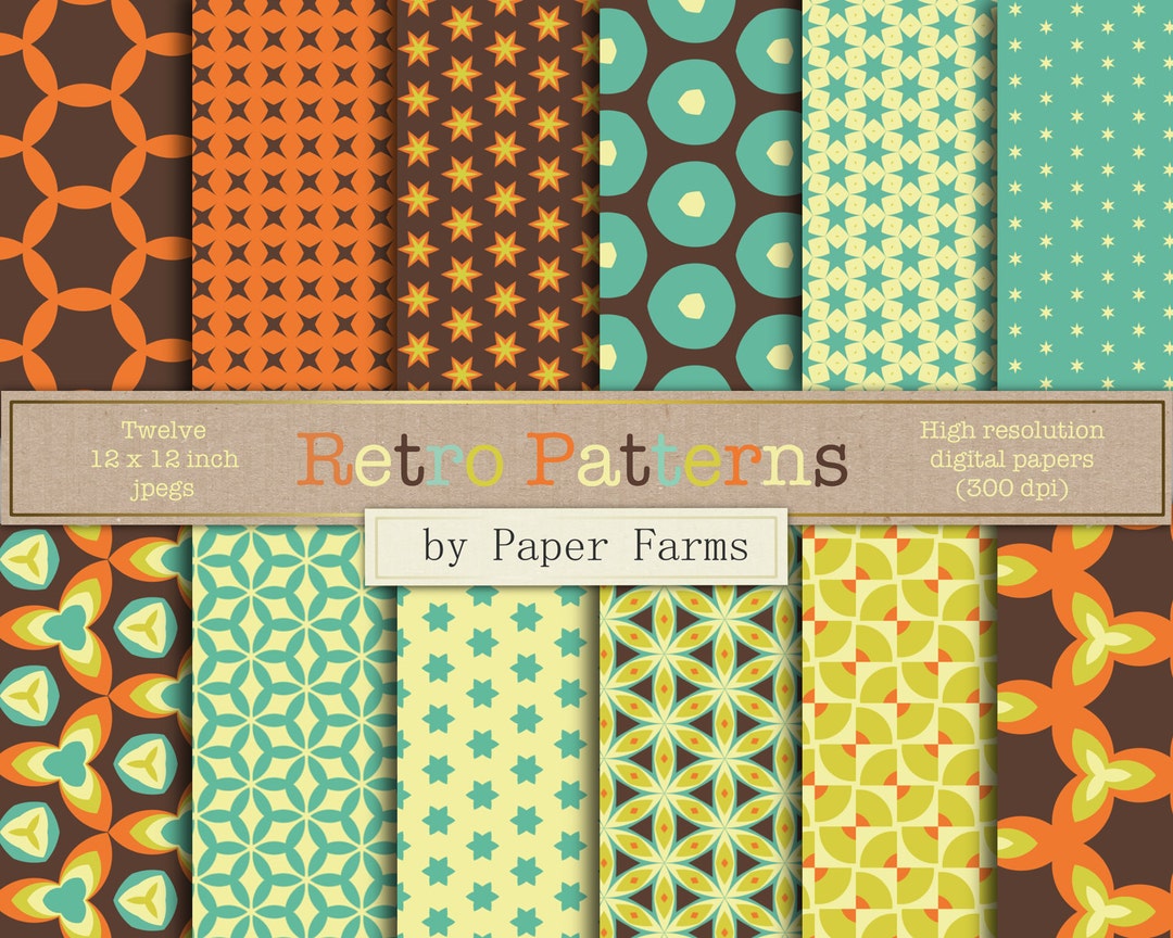 Retro Digital Paper, Funky Digital Paper, 1970's Digital Paper, Retro ...