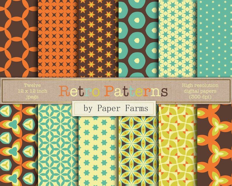 Retro Digital Paper Funky Digital Paper 1970's Digital | Etsy