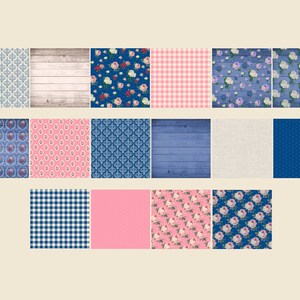 Navy Pink Digital Paper, Roses Digital Paper, Shabby Chic, Digital ...