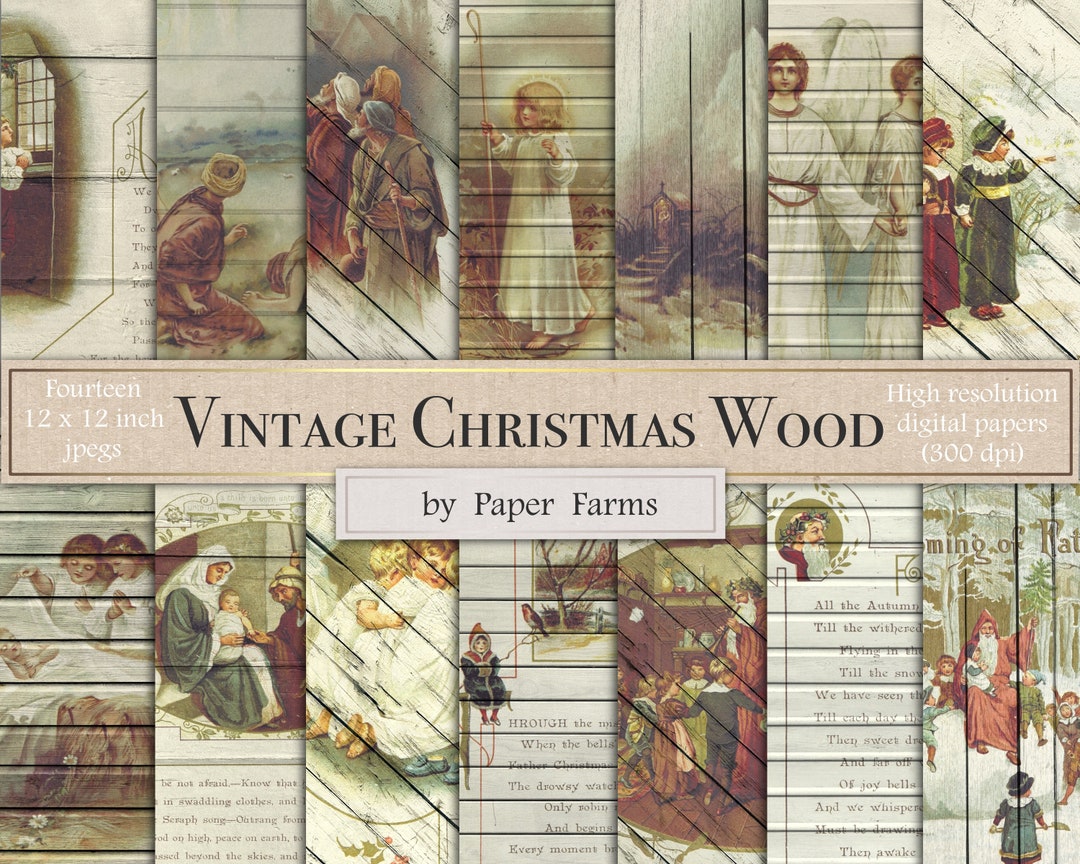 Vintage Christmas Wood, Backgrounds, Patterns, Textures, Digital Paper ...