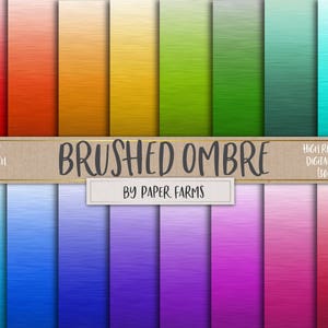 Brushed Ombre Digital Paper, Brushed Ombre Scrapbook Paper, Ombre ...