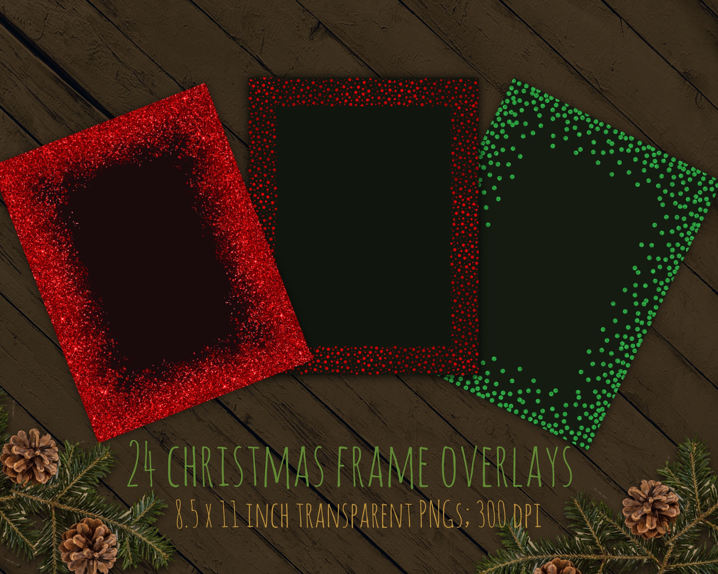 Christmas Glitter Frames Christmas Glitter Borders Christmas - Etsy