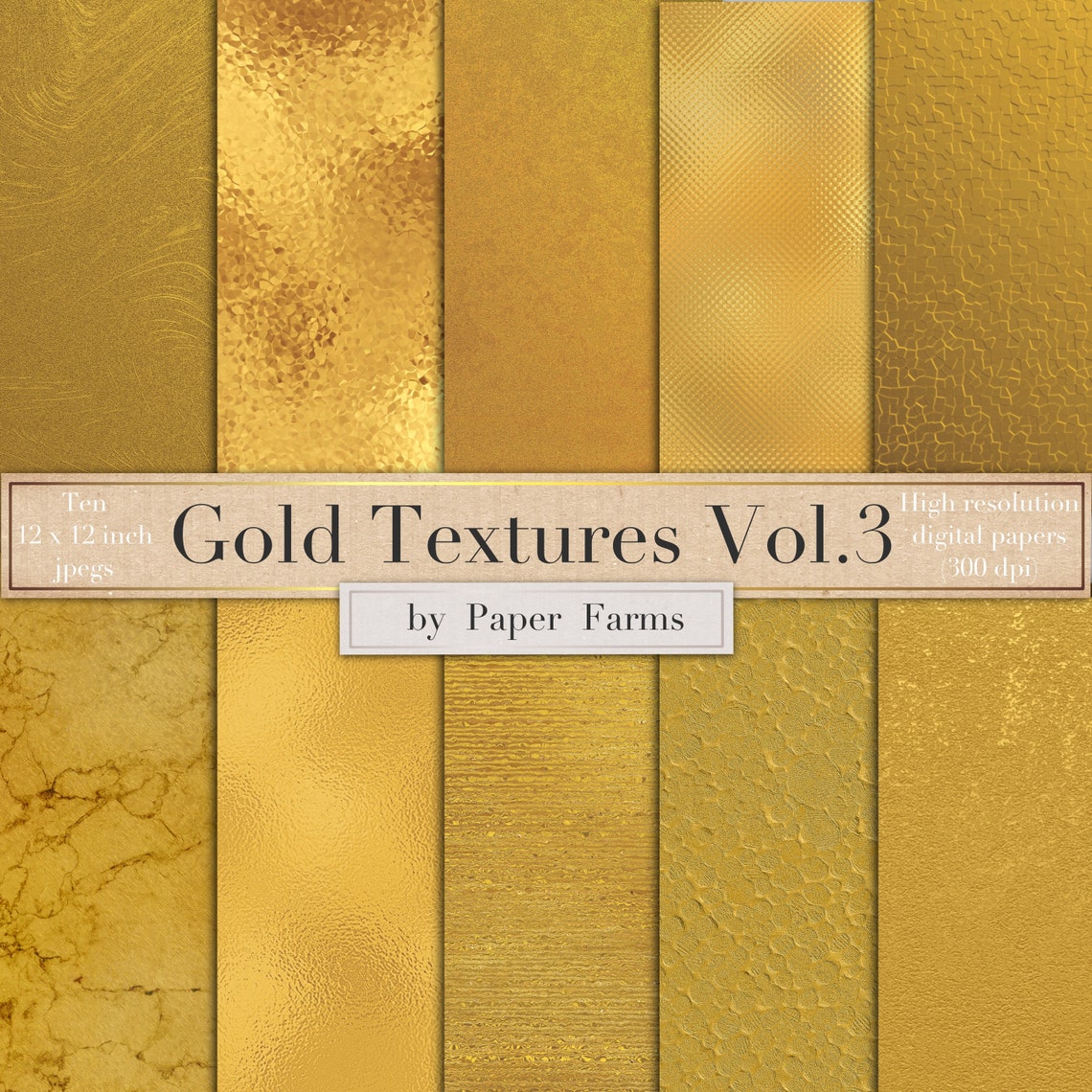 Gold digital paper gold foil digital paper gold textures | Etsy
