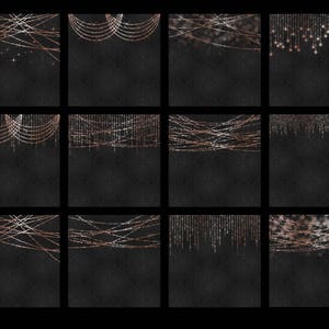 Rose Gold Lights Digital Paper, Black Damask Background, Rose Gold ...