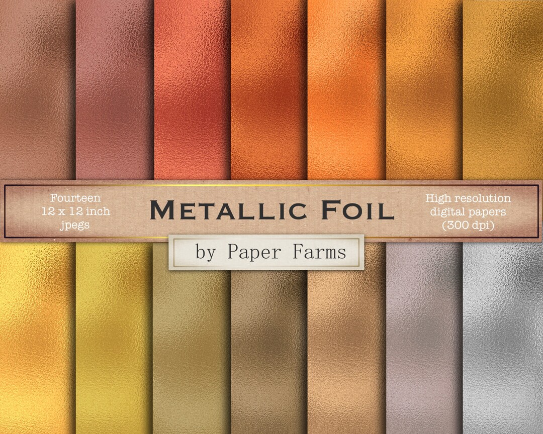 Metallic Foil Digital Paper, Metallic Foil Scrapbook Paper, Metallic ...
