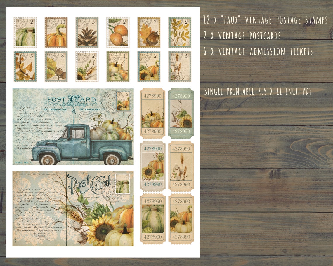 Fall Junk Journal Kit Printable Autumn Thanksgiving - Etsy