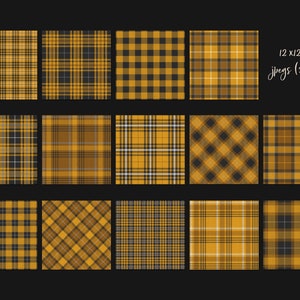 Yellow Plaid, Yellow Tartan, Yellow Gingham, Black, Digital Paper ...