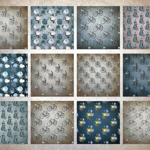 Bikes, Flowers, Digital Paper, Bicycle, Vintage, Scrapbook Paper ...
