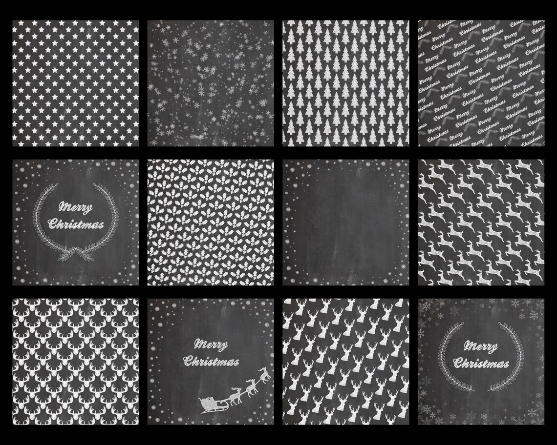 Christmas Chalkboard Digital Paper Christmas Chalkboard | Etsy