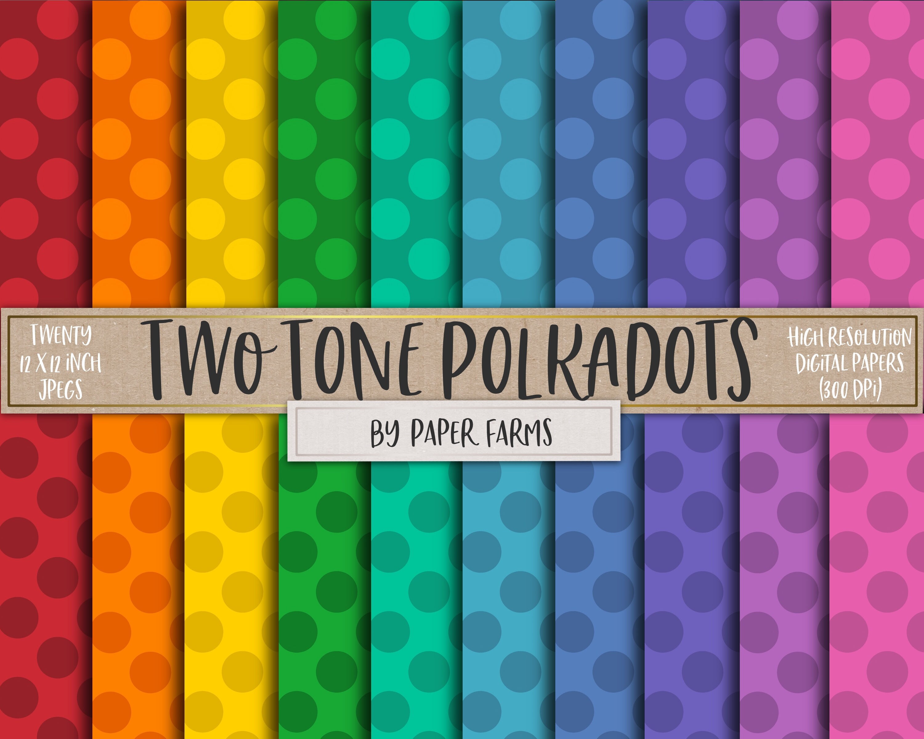 Polkadot Digital Paper Polkadot Scrapbook Paper Circles Two | Etsy